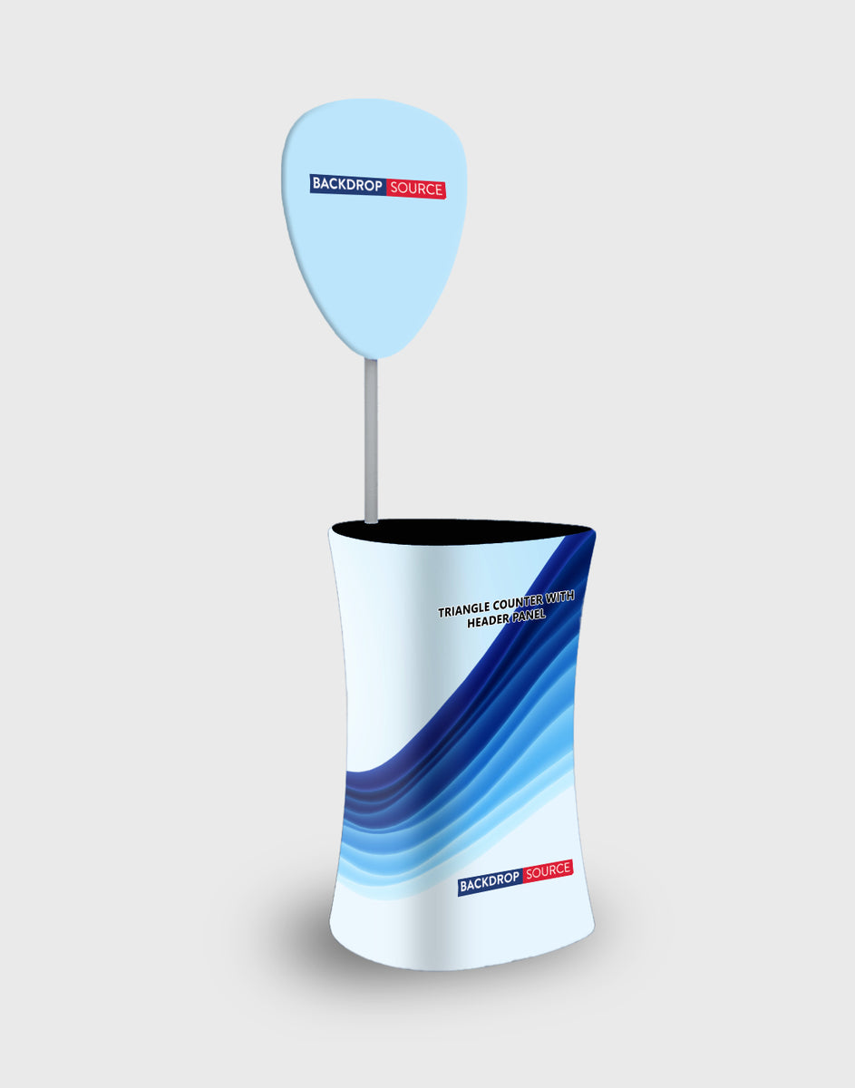 Triangle Counter with Header Panel | Trade Show Display – Backdropsource AU