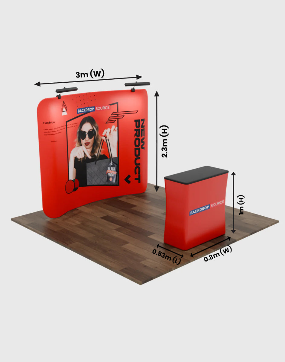 3m x 3m Curved Exhibit Pro 3-in-1 Display Kit – Backdropsource AU