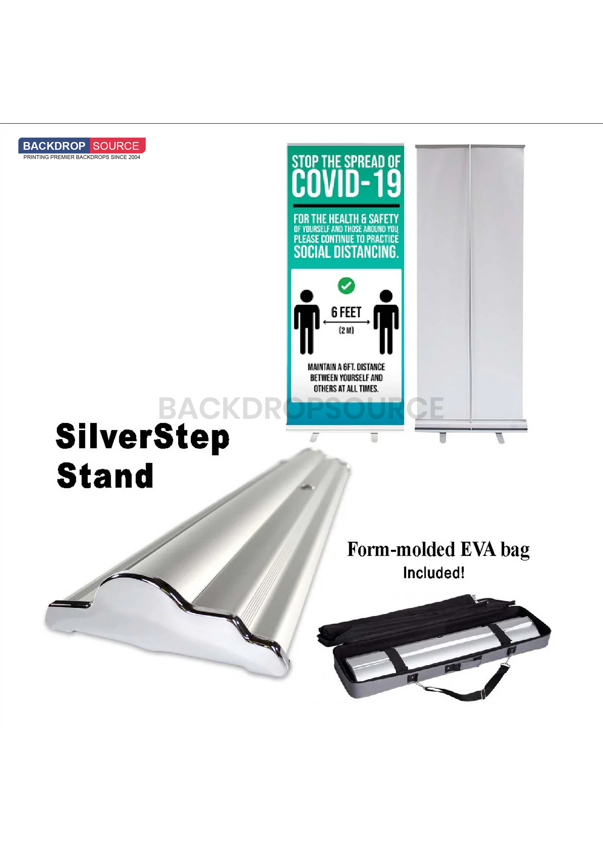 Silver Step Roll Up Banner for Advertising – Backdropsource AU