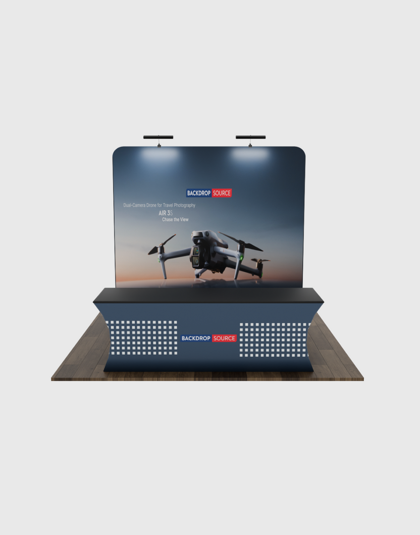 Compact 3m Booth Kit with Backwall and Table Cover – Backdropsource AU